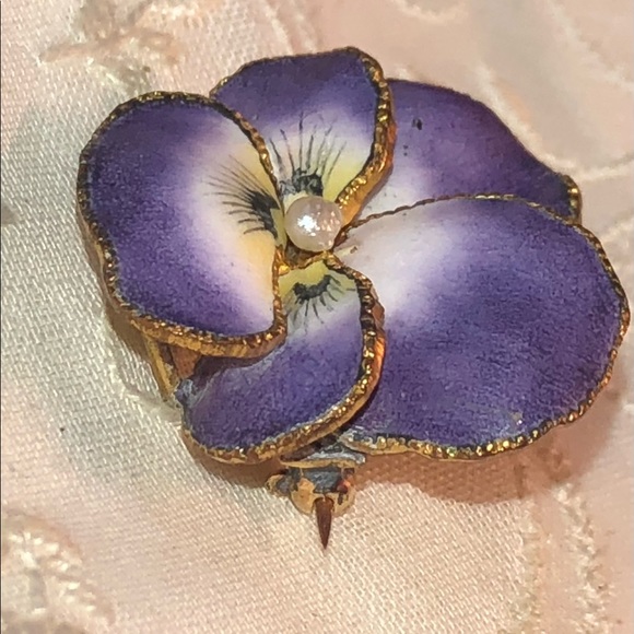 Unbranded | Jewelry | Antique Victorian Pansy Brooch Gold Sterling ...